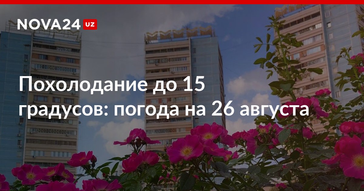 Похолодание до 15 градусов: погода на 26 августа — NOVA24.UZ
